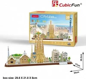 CubicFun 3D Puzzle CityLine - Barcelona / 186 dílů / 54 x 17 x 26.2 cm
