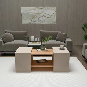 Sada konferenčních stolků Sartos Beige and Atlantic Pine, 3 k