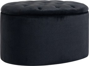 HOMCOM úložná pohovka s sametovým potahem, oválný tvar, úložná truhla pro obývací pokoj, ložnici, předsíň 71 x 52 x 42 cm, černá | Aosom