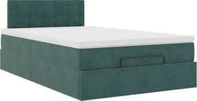 Osmanská postel s matrací &amp; LED tmavě zelená 120x190cm samet 3312755