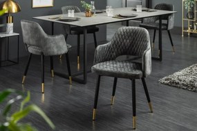Invicta Interior Luxusní sametová židle šedá - Momos