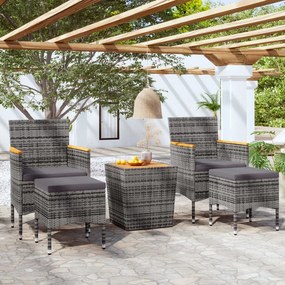 5dílný zahradní bistro set polyratan a masivní akácie šedý 3058377