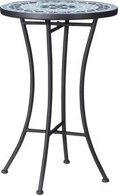Kulatý zahradní konferenční stolek Outsunny s keramickým mozaikovým vrchem, Ф35.5x53.5cm, Modrá | Aosom
