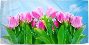 Sablio Ručník Růžové tulipány - 30x50 cm