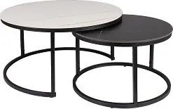 Nábytkáři ORFA FERANTE B - konferenční stolek kulatý=sada 2 kusy, keramika efekt Mramor/ bílá/černá/ noha černá (FERRANTEBBCC=1 BALÍK) (S) (K150) NOVINKA
