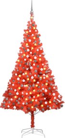 vidaXL Umělý vánoční stromek s LED a sadou koulí 210 cm PET [3077510] Barva: Stříbrná a růžová