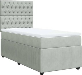 Box spring postel s matrací světle šedá 90x200 cm samet 3294544