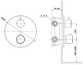 Cersanit S951-564 - Termostat. sprchová baterie pro podom. instalaci ZEN chrom