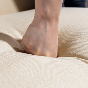 HOMCOM 2místná pohovka, čalouněné opěradlo s knoflíky, dřevěné nohy, silné čalounění, vzhled lnu, pro malé prostory, béžová