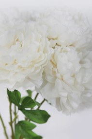 Bílá umělá kytice pivoněk 53cm