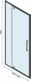 Rea Rapid Swing, 3-stěnový sprchový kout 70 (dveře) x 80 (stěna) x 195 cm, 6mm čiré sklo, černý profil, KPL-009946