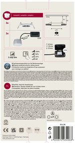 Paulmann 93496 LED Coin Nova round, set kulatých bodovek v matně bílé úpravě, LED 3x6,5W 2700K tříkrokové stmívání, prům. 7,8cm