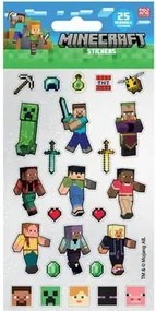 Třpytivé samolepky Minecraft / Ve fólii / 25 ks / 19,5x9,5 cm / 3+