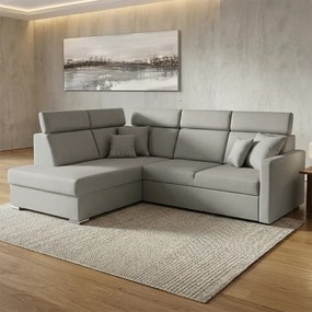 Sedací souprava SLIM XL | 180x238 cm | levá | rozkládací + úložný prostor | letto 80 šedá EASY CLEAN