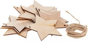 Dřevěná vánoční ozdoba hvězda 8 cm, balení 10 ks