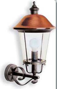 LAN 360A00R Nástěnné venkovní svítidlo Augusta E27, svícení nahoru (měděný vrch+černostříbrné tělo) - LANDA Lighting
