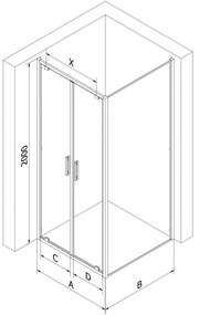 Mexen Exo, sprchový kout s křídlovými dveřmi 100 x 85 cm, 6mm čiré sklo, chromový profil, 8182-100-085-01-00