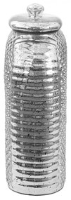 Stříbrná skleněná dekorativní dóza s víčkem – 20x11x35 cm