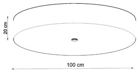 Stropní svítidlo Skala, 1x bílé textilní stínítko, (bílé sklo), (fi 100 cm)