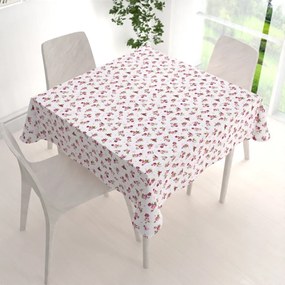 Biante Bavlněný čtvercový ubrus Sandra SA-344 Růžovo-červené růžičky na bílém 100x100 cm