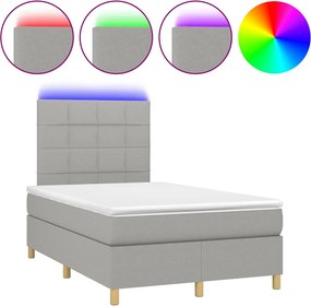 Box spring postel s matrací a LED světle šedá 120x190 cm textil 3270246