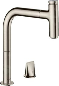 Hansgrohe M71, dřezová baterie M7119-H200 s výsuvnou sprškou, 2-otvorová instalace, sBOX, vzhled nerezový 73804800