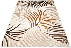 Kusový koberec GOLDEN NA44D Listí Moderní krémový hnědý Rozměr: 80x150 cm
