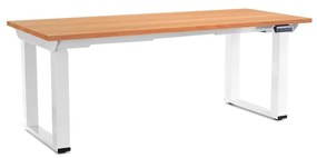 Výškově nastavitelný stůl OfficeTech Strong 180 x 80 cm, bílá podnož, buk