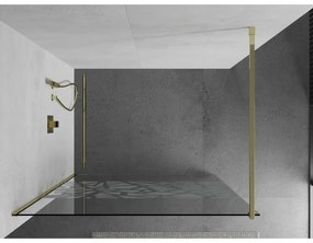 Mexen Kioto sprchová zástěna 130x200 cm 8 mm, zlatý profil, bílé provedení, 800-130-101-50-85