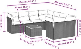 9dílná zahradní sedací souprava s poduškami béžová polyratan 3223531