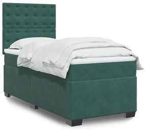 Box spring postel s matrací tmavě zelená 100x200 cm samet 3290849