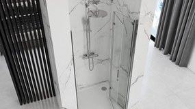 Rea Molier, skládací sprchové dveře 80x190cm, 6mm čiré sklo, chromový profil + boční magnetický profil, KPL-K6367