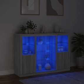 vidaXL Příborníky s LED osvětlením 3 ks kompozitní dřevo [3209133] Barva: Černá