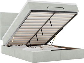 Osmanský rám postele s matracemi světle šedá 140x190cm samet 3313397