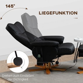 HOMCOM Relaxační křeslo Masážní křeslo s podnožkou a úložným prostorem 145° náklon Televizní křeslo s masážní funkcí Polyester Černá 80 x 86 x 99 cm …
