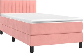 Box spring postel s matrací růžová 80 x 200 cm samet 3141394