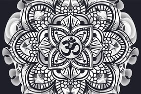 Samolepící tapeta Mandala zdraví v černobílém provedení - 225x150 cm