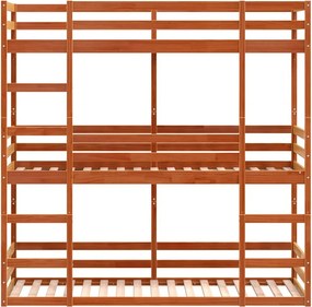 Třípatrová postel voskově hnědá 90x200 cm masivní borové dřevo 3284256