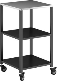 Grilovací vozík Třípatrový grilovací stůl s pracovní plochou z nerezové oceli Kolečka pojízdný servírovací vozík 50 x 50 x 90 cm Černá barva