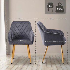 Sada 2 jídelních židlí Monett samet G – tmavě šedá