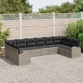 Set pohovek 10 ks Světle šedá [Syntetický]: Polyratan 3346222