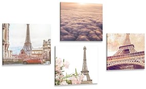 Set obrazů Eiffelova věž v Paříži - 4x 60x60 cm