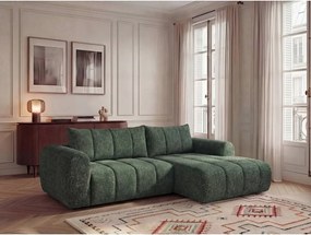 Tmavě zelená rohová pohovka (pravý roh/s lenoškou) Nesty – Bobochic Paris