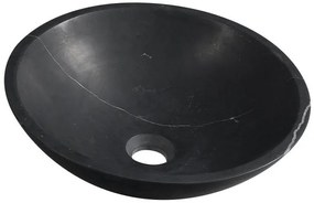 Sapho, BLOK kamenné umyvadlo průměr 40cm, černý Marquin, matný, 2401-35