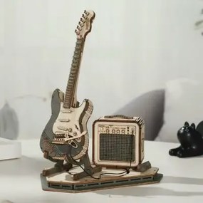 RoboTime dřevěné 3D puzzle Elektrická kytara / od 8 let / 140 dílků /