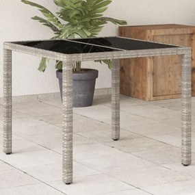 Zahradní stůl skleněná deska světle šedý 90x90x75 cm polyratan - Default Title
