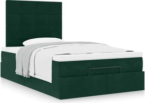 Osmanský rám postele s matracemi tmavě zelená 120x200cm samet 3313466