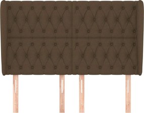 Čelo postele typu ušák tmavě hnědé 147x23x118/128 cm textil 3118293