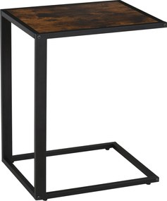 HOMCOM Konferenční stolek ve tvaru C Konferenční stolek kovový MDF rustikálně hnědý 40,6 x 50,8 x 64,2 cm do obývacího pokoje | Aosom.de