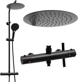 Erga Bergen Therm, sprchová souprava s termostatickou baterií a dešťovou hlavicí 25cm, černá matná, ERG-YKA-BP.BERGEN-THERM-25-BLK